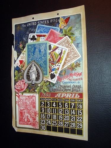 1893 Russell & Morgan Playing Card Calendar Page, April | eBay