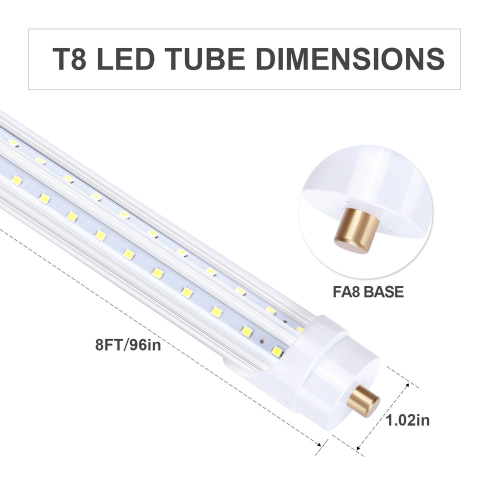8 Foot Led Shop Light 90W 65W 45W 8FT FA8 T8 T12 Single Pin 8' Led Tube ...