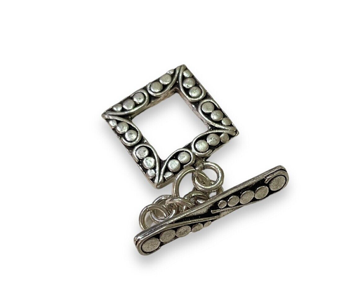 Pretty Sterling Silver Fancy Square Toggle Clasp with Dot Design ...