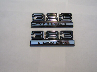 383 STROKER 6.2L 6.3L EMBLEM EMBLEMS SET OF 2PCS BLK CHROME FITS DODGE ...