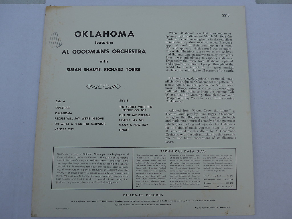 Al Goodman's Orchestra ‎– Oklahoma LP, US | eBay