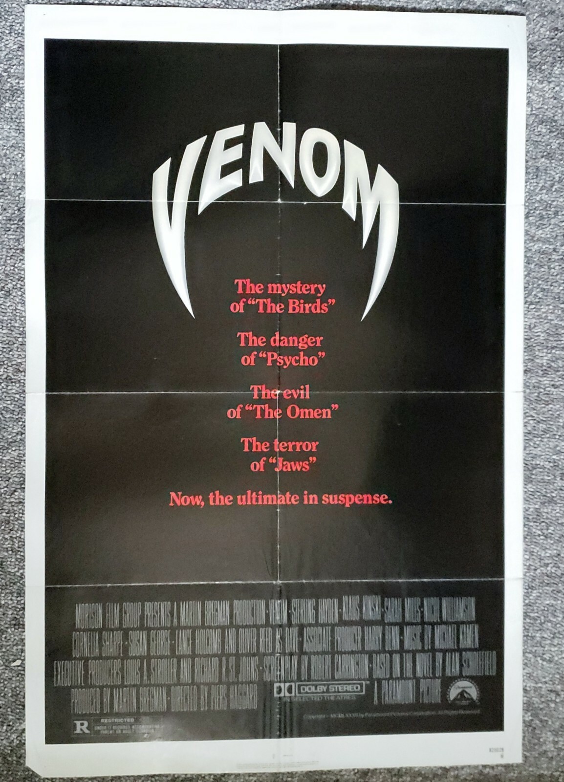 VENOM 1982 Klaus Kinski Oliver Reed Nicol Williamson Original One Sheet ...