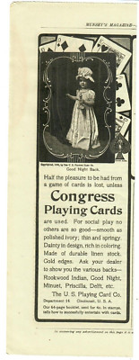 1902 Congress Playing Cards Antique Print Ad Child in Nightclothes Good ...