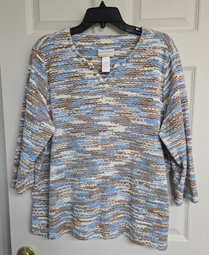 WOMANS SIZE 1X"ALFRED DUNNER"FALL TOP SIDE SLITS 3/4 SLEEVE TUNIC-EUC ...