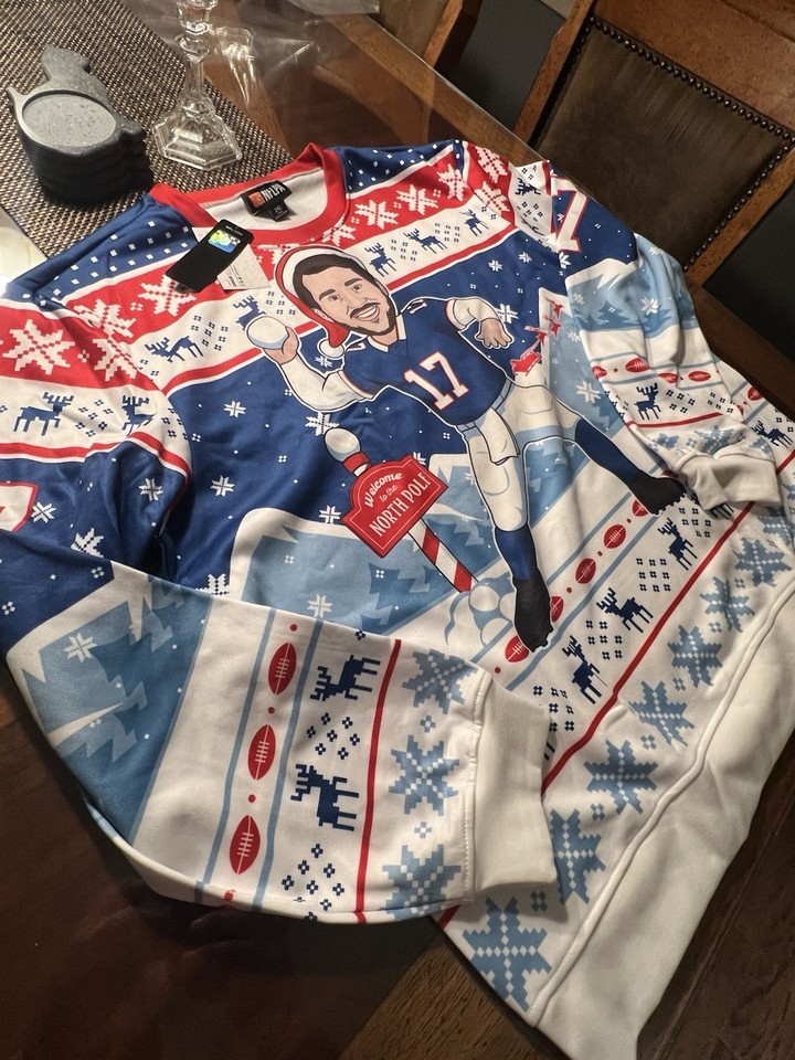 Josh Allen Ugly Christmas Sweater 2025 NWT 2XL Wegmans Exclusive SOLD ...