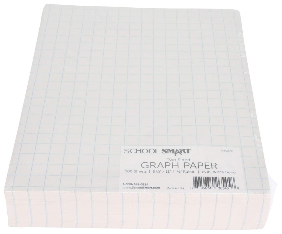 School Smart Double Sided Graph Paper 8-1/2 x 11 Inches 1/2 Inch Rule ...