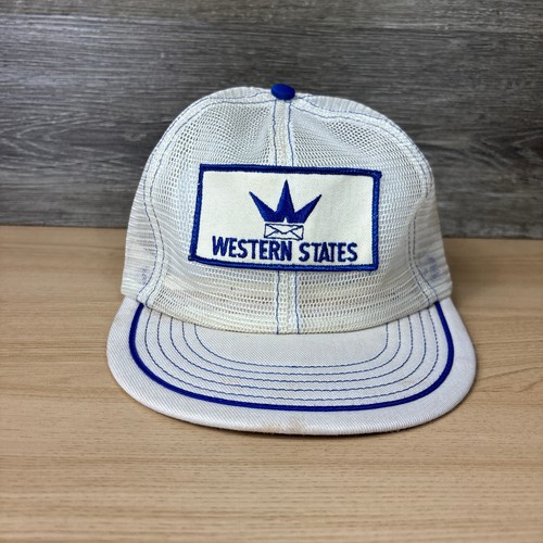 Vintage Western States Envelope Hat Cap Snapback White Full Mesh ...