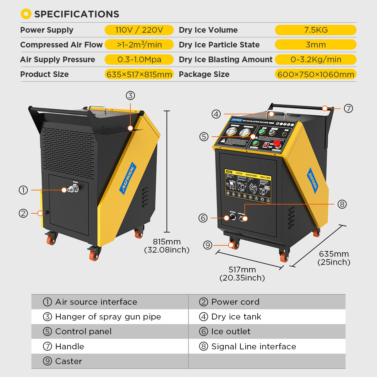 AUTOOL HTS709 Dry Ice Cleaning Machine Pellet Dry Ice Blasters Cleaner ...