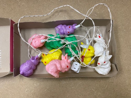Vintage Blow Mold Easter Party Rabbit Bunny String Lights Holiday | eBay