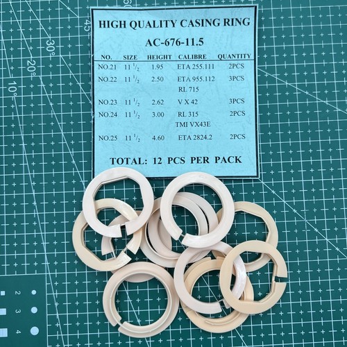 #AC-676-11.5 12 PIECES 5 Ligne Sizes Movement Case Spacer Casing Ring ...