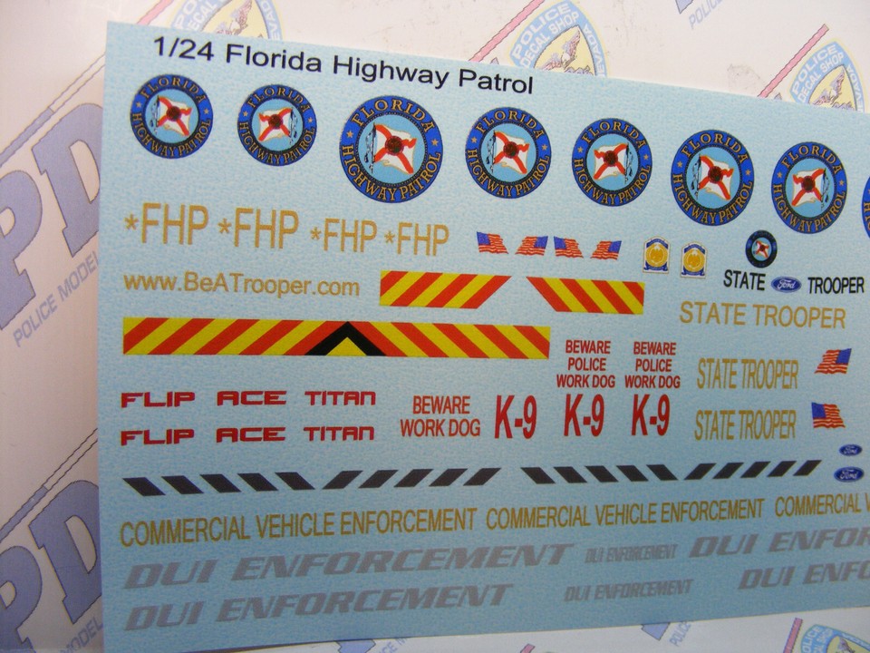 Florida Highway Patrol 1/24 Waterslide Decals with K-9 DUI Fits 2022 ...