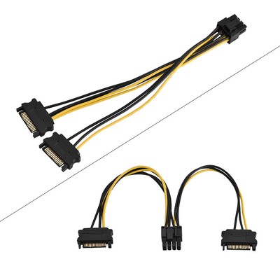 15 Pin Dual Male To 8 Pin Female PCI-E PCI Express Power Supply Adapter ...