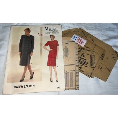 VTG 80s VOGUE Pattern 1262 Ralph Lauren Size 10 Dress Cut American ...