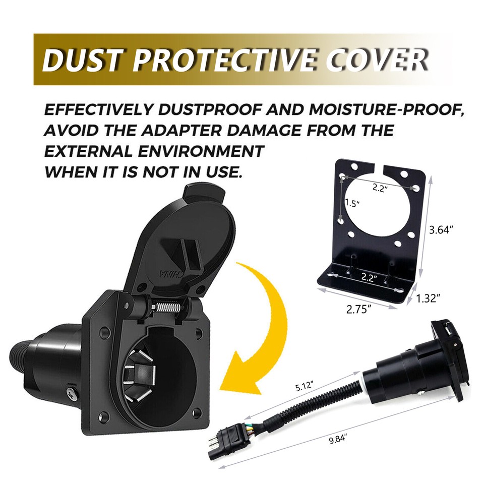 4 Pin to 7 Way Round RV Blade Trailer Tow Adapter Light Wiring ...