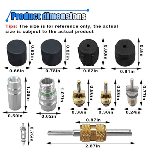 17PCS Car Air Conditioning Valve Core Kit, R12 R134A Teflon Seal Cap ...