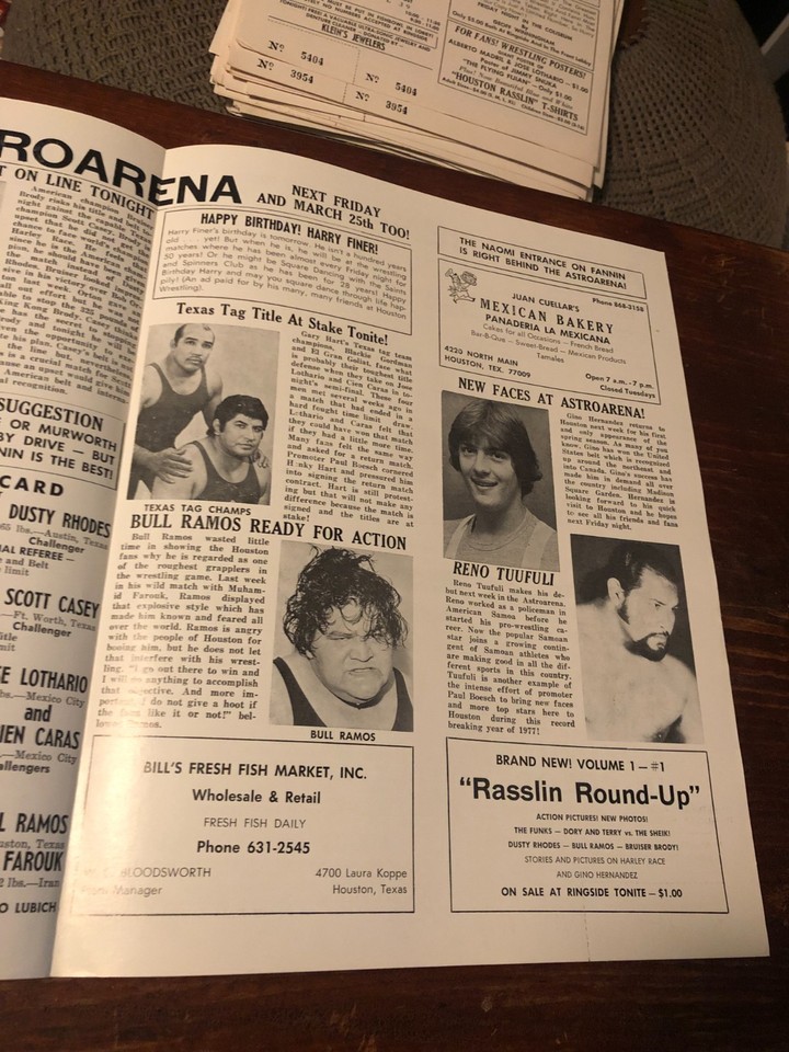 Vintage 03/11/1977 Houston, TX Paul Boesch Wrestling Program NWA/AWA ...