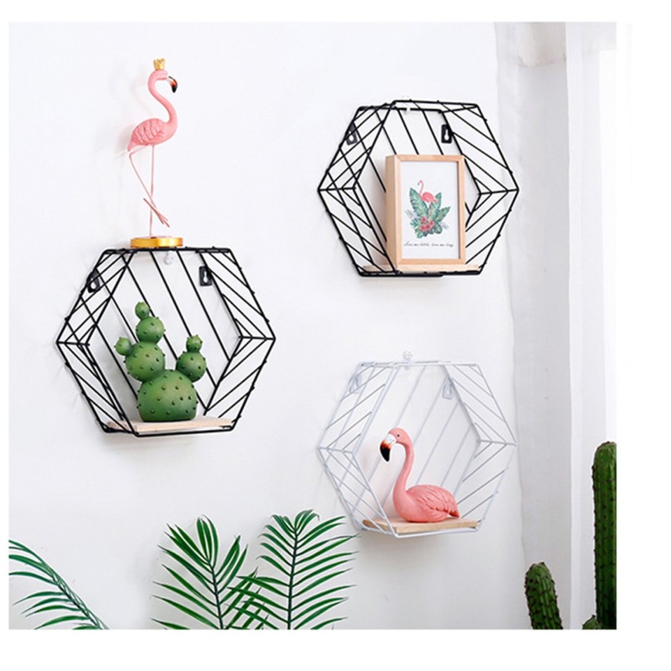 Hexagon Racks Decorative Wall Shelves Hanging Shelf | eBay UK