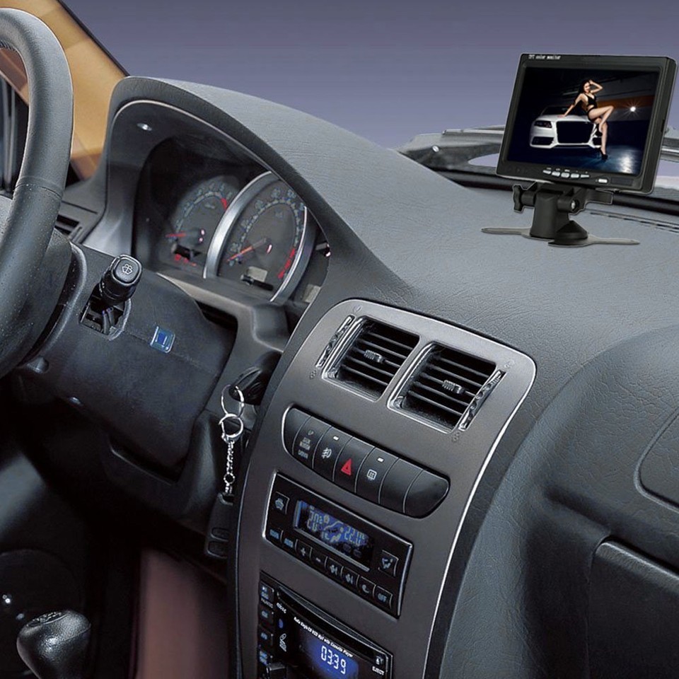 7" HD Car TFT LCD Color Monitor w/ 2 Video Input for Truck RVs Rear ...