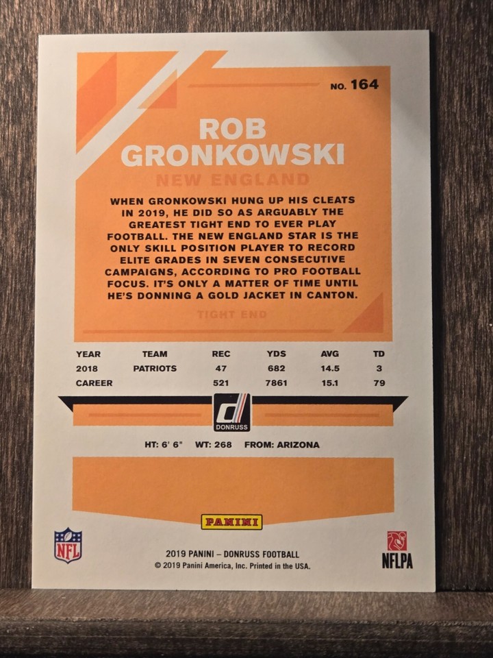 2019 Panini Donruss Stat Line Season /500 Rob Gronkowski New England ...