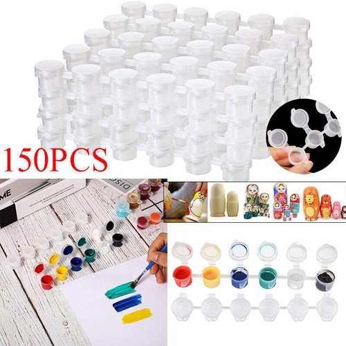 150PCS Mini Empty Paint Pots With Snap Close Lids Strips Storage ...