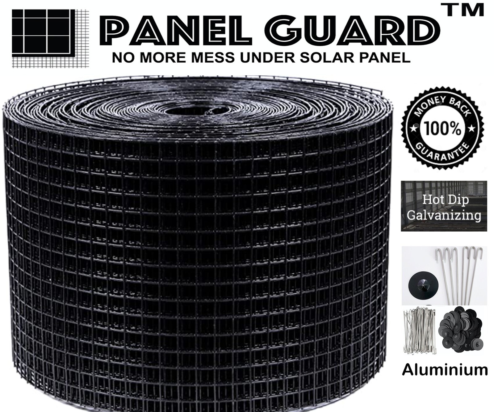 40m Solar Panel Bird Proofing KIT Galvanising Steel Mesh &100Aluminium ...