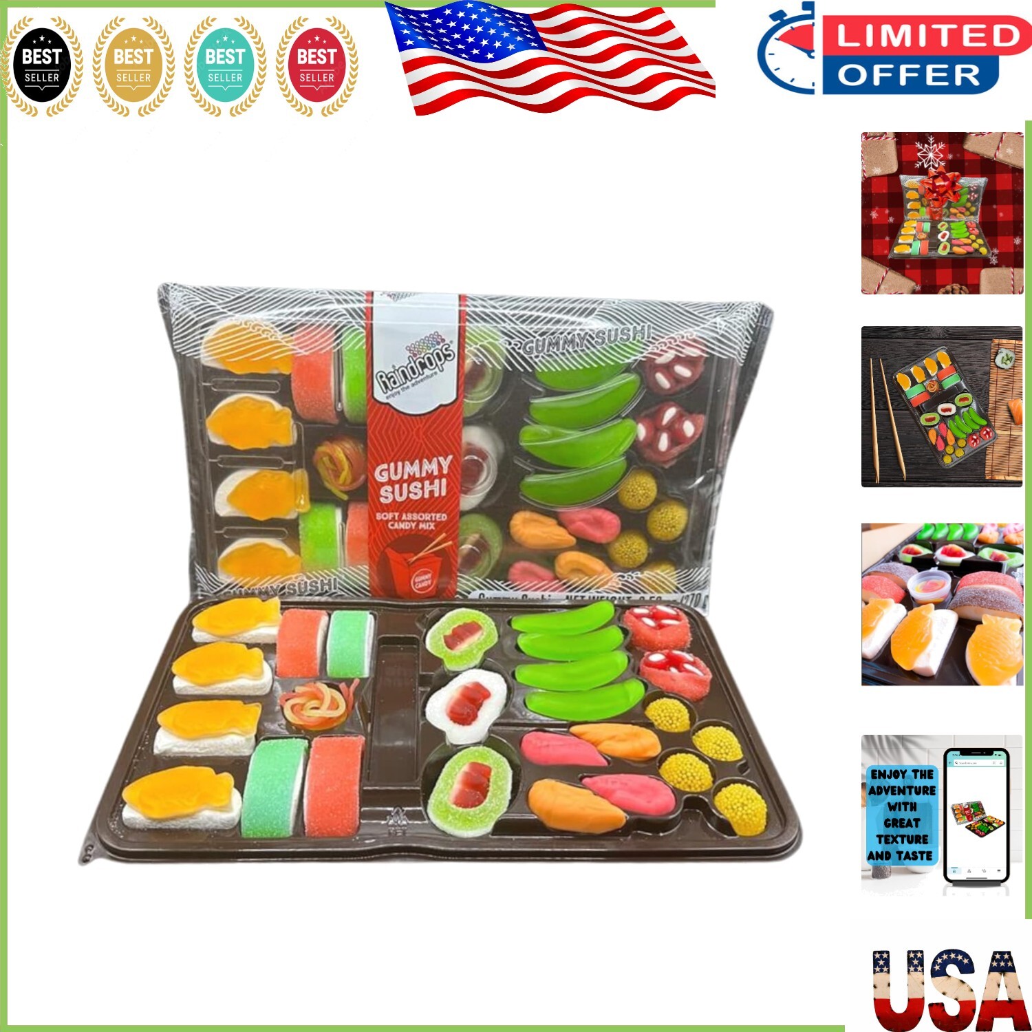 Raindrops Candy Gummy Sushi Bento Box for sale online | eBay