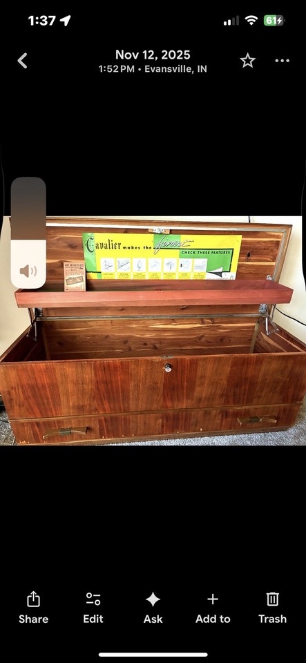 Vintage Cavalier Cedar Chest with lock and key. With felt shelf. | eBay