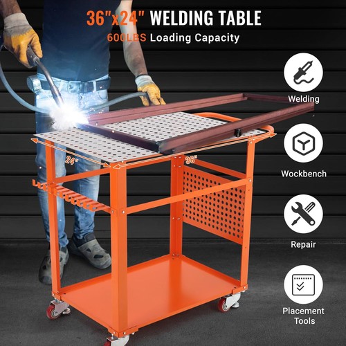 36x24'' 600lbs Load Heavy Duty Welding Table Carbon Steel Workbench w ...