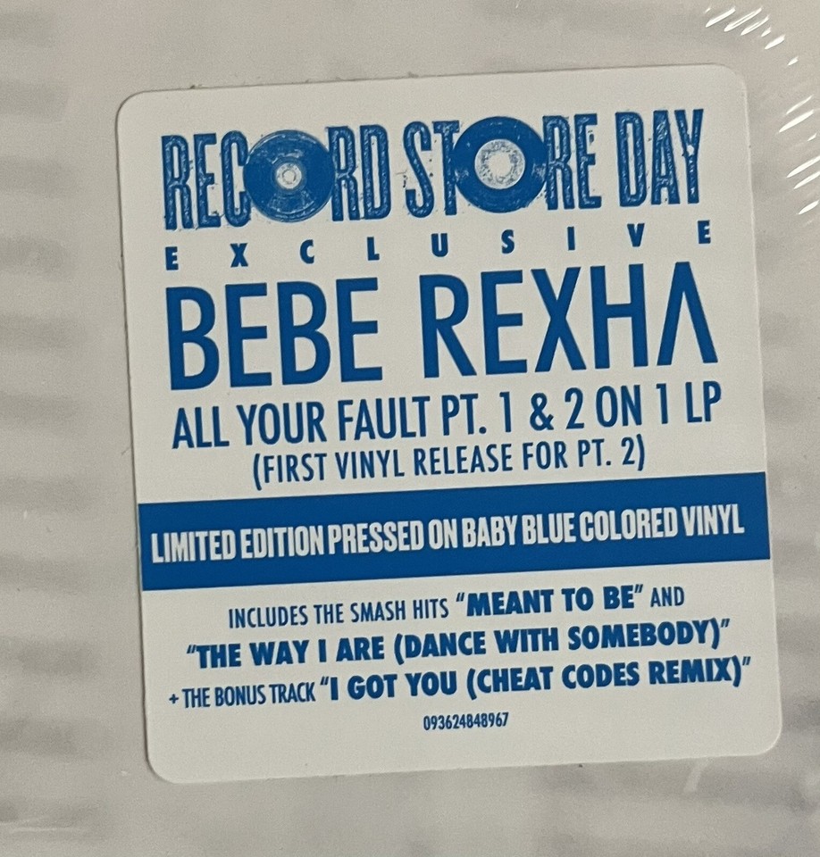 BEBE REXHA ALL YOUR FAULT: PT. 1 & 2 LP RSD 2024 BABY BLUE VINYL | eBay