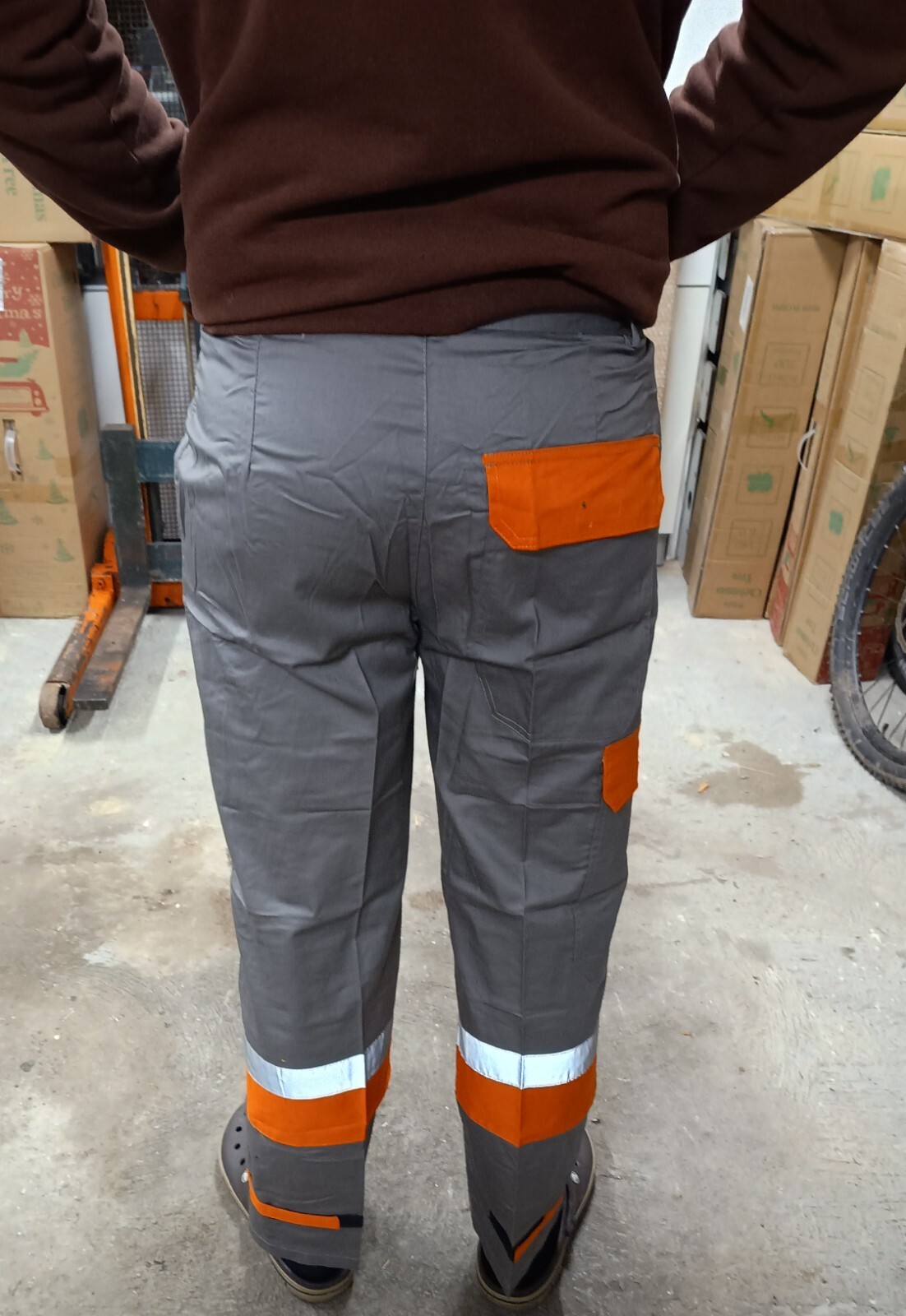 Hi vis Combat Cargo Work Trousers Grey And Orange PPE Reflective | eBay UK
