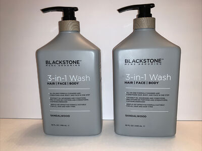 (2) Blackstone Mens Grooming 3-in-1 Hair Body Face Wash Sandalwood 35oz ...