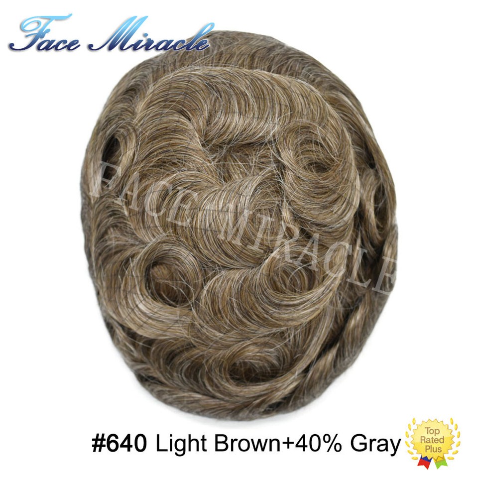 Mens Toupee Human Hair Piece Durable Fine Mono Toupee for Men Around ...