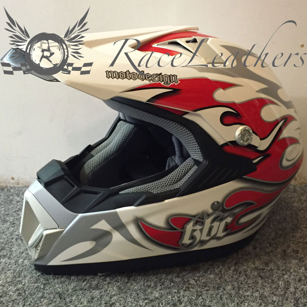 KBC X7 ALLOY RED WHITE MX MOTOCROSS MOTORBIKE MOTO-X HELMET RRP 179.99 ...