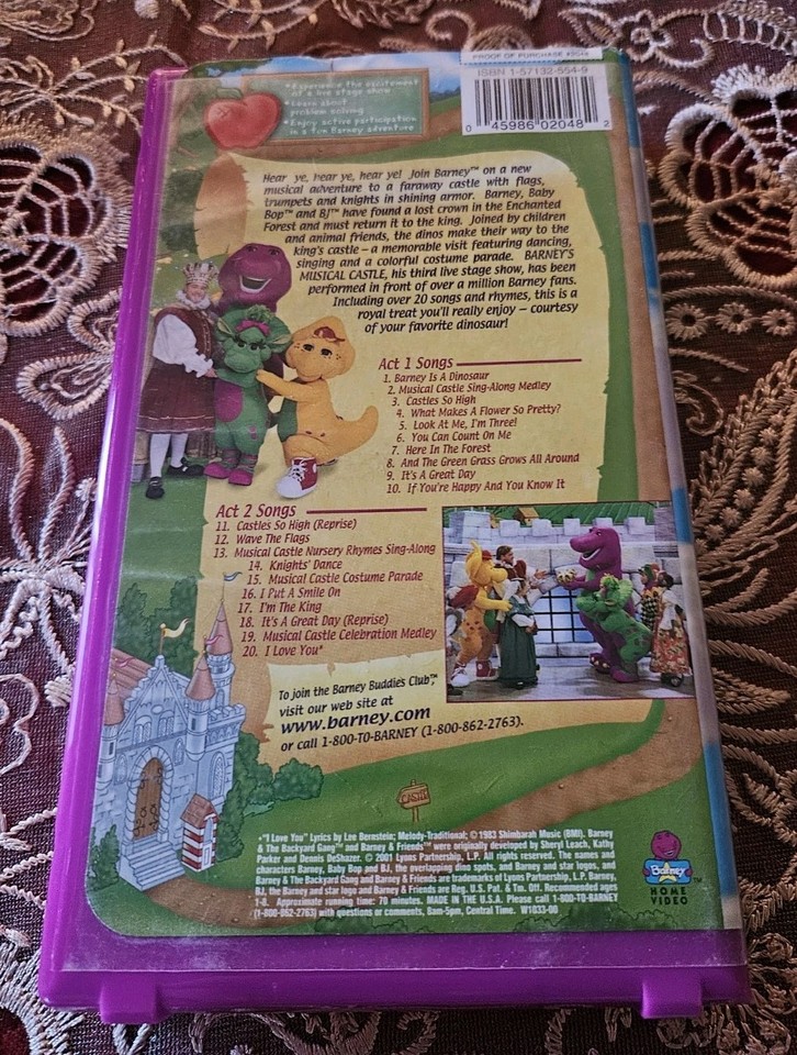 Barney's Musical Castle Live! VHS 2001 Video Tape Sing Along Songs Kids ...