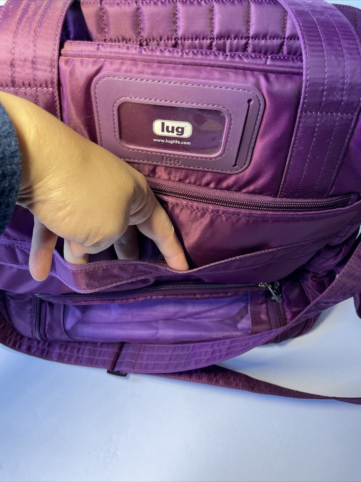 Lug Puddle Jumper Tote Bag Purple Plum Large Quilted Overnight Gym Bag ...