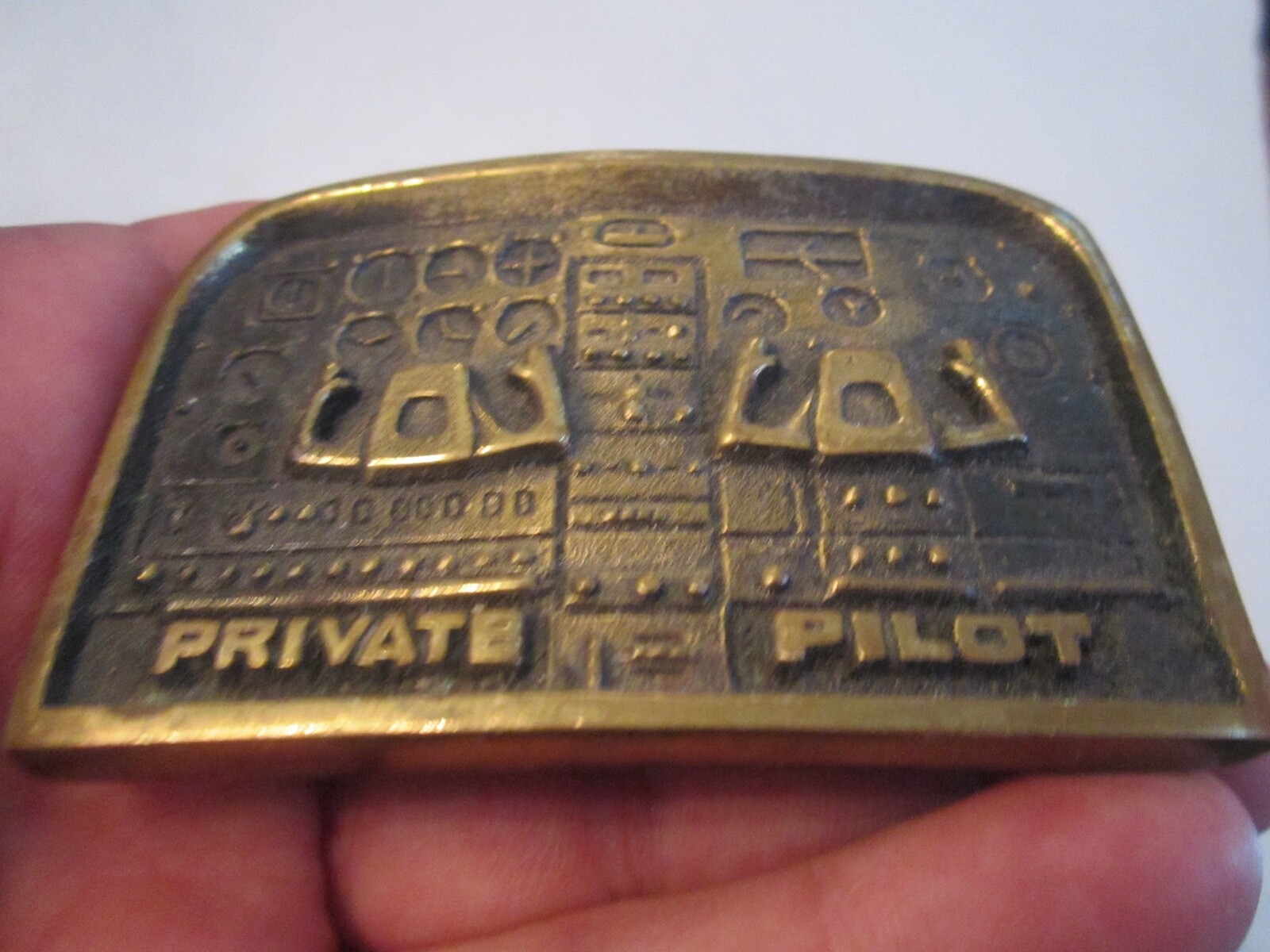1978 PRIVATE PILOT BELT BUCKLE - 3 1/2" X 2 1/4" - HEAVY - SOLID BRASS ...