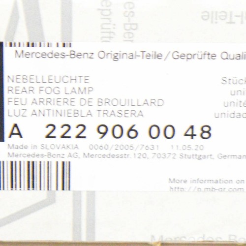 NEW MERCEDES-BENZ S-CLASS W222 REAR LED FOG LIGHT A2229060048 OEM NO🇺🇸 ...