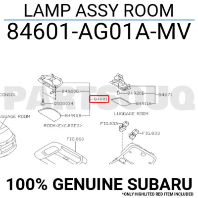 84601AG01AMV Genuine Subaru LAMP ASSY ROOM 84601-AG01A-MV | eBay