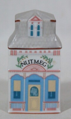 RARE! VINTAGE 1989 LENOX SPICE VILLAGE PORCELAIN HOUSE NUTMEG JAR 3 ...