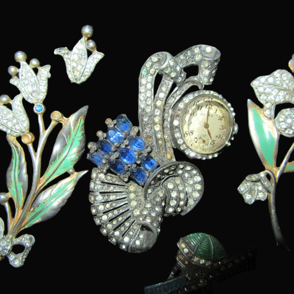 VTG 30s Coro Flower Larry Winters Windmill Aster Watch Brooch ...