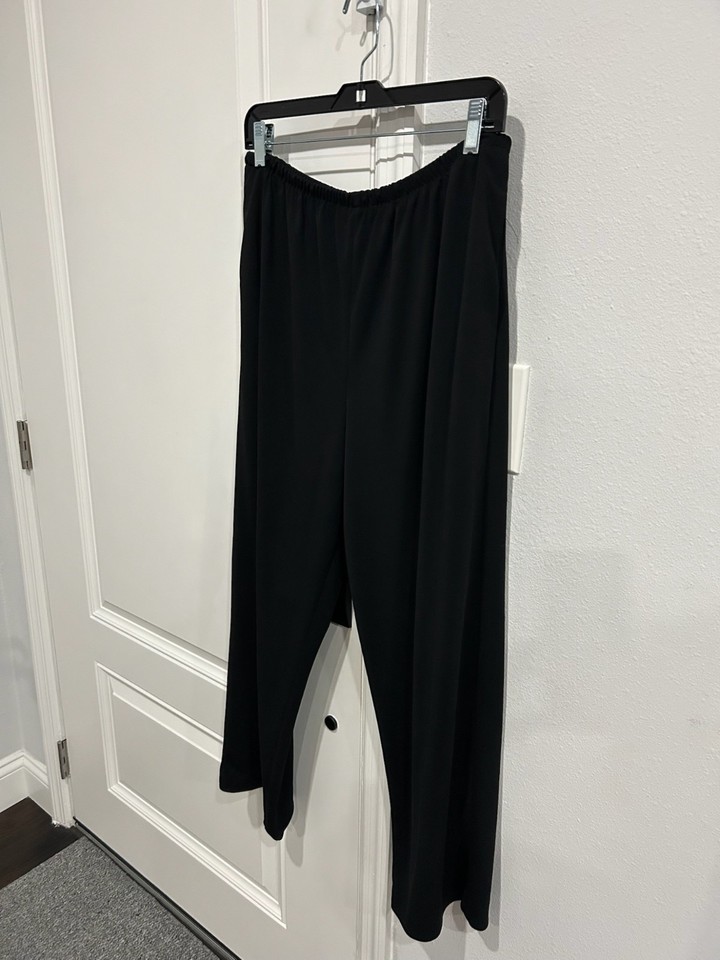 Graver Studio Womens Black Elastic Waist Polyester Casual Pants Size ...