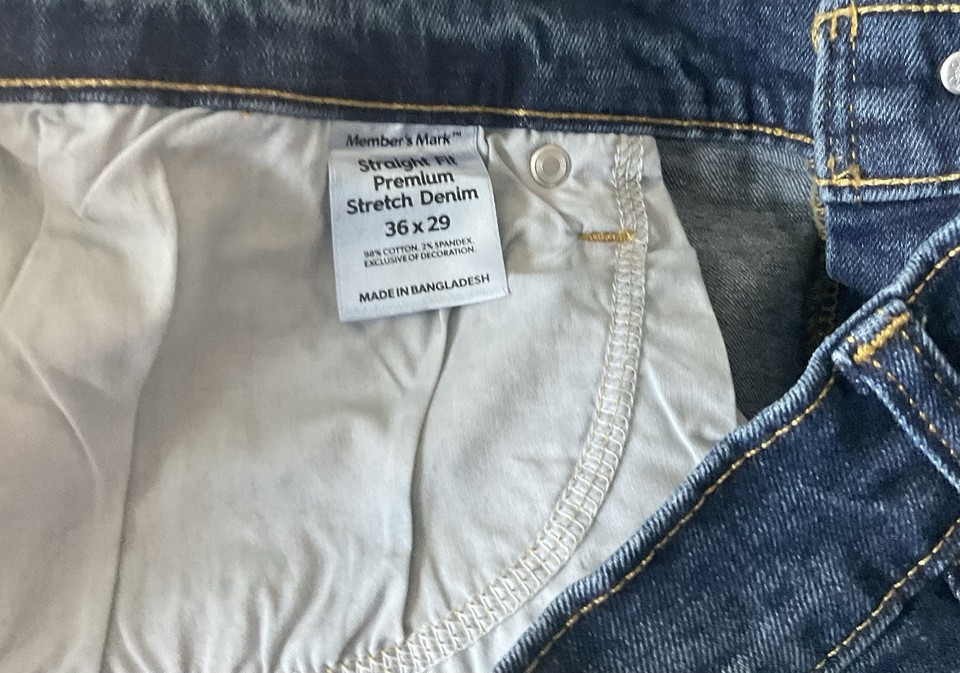 Members Mark Straight Fit Premium Stretch Dark Wash Jeans Men’s 36 x 29 ...