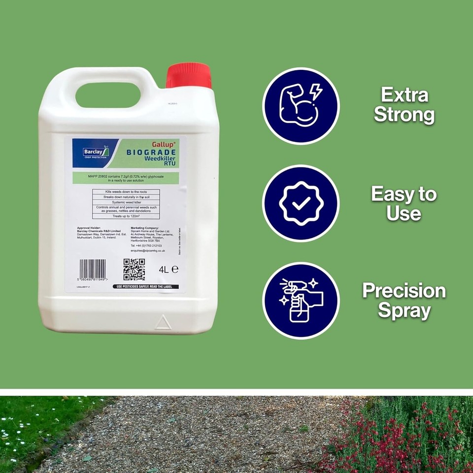 Glyphosate Weed killer 4L Gallup Professional Extra Strong Weedkiller ...
