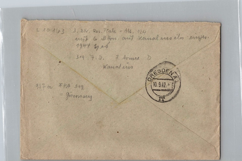 1942 Germany Occupied Channel Islands Guernsey Feldpost Mail Cover to ...