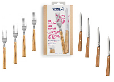 Opinel: La Table Au Solei : Set 4 Forks+ 4 Knives Steak Handle Olive ...
