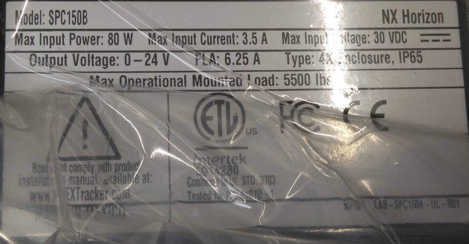 Nextracker NX Horizon Self-Powered Tracker SPC150B w/XNTS-W2A3-1M-W-001 ...