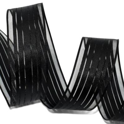 5 Yards Halloween Solid Black Gothic Soft Satin Sheer Striped Goth ...