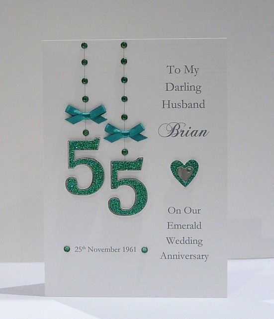 55th Emerald Anniversary Card Wife/Husband/Friends etc Personalised ...