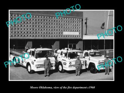 OLD LARGE HISTORIC PHOTO OF MOORE OKLAHOMA THE FIRE DEPARTMENT STATION ...