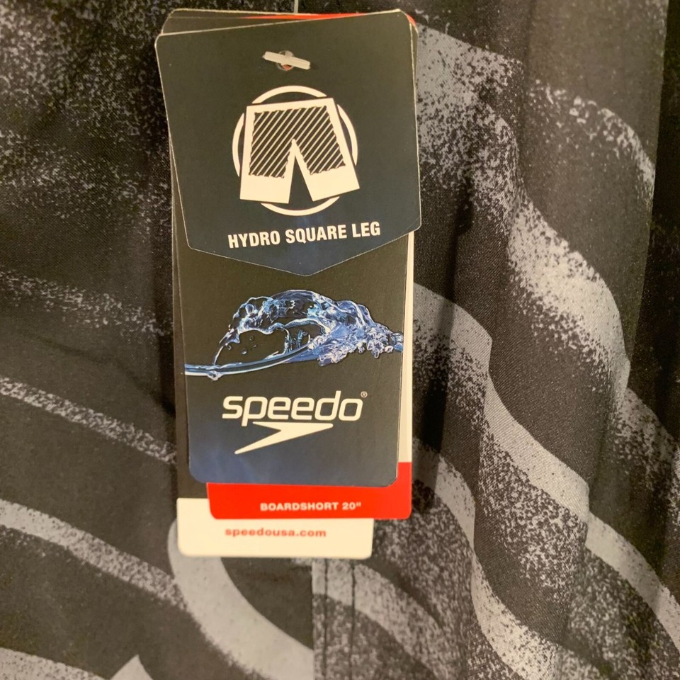 Speedo Mens Hydro Square Leg Boardshorts M 4-Way Comfort Stretch Black ...